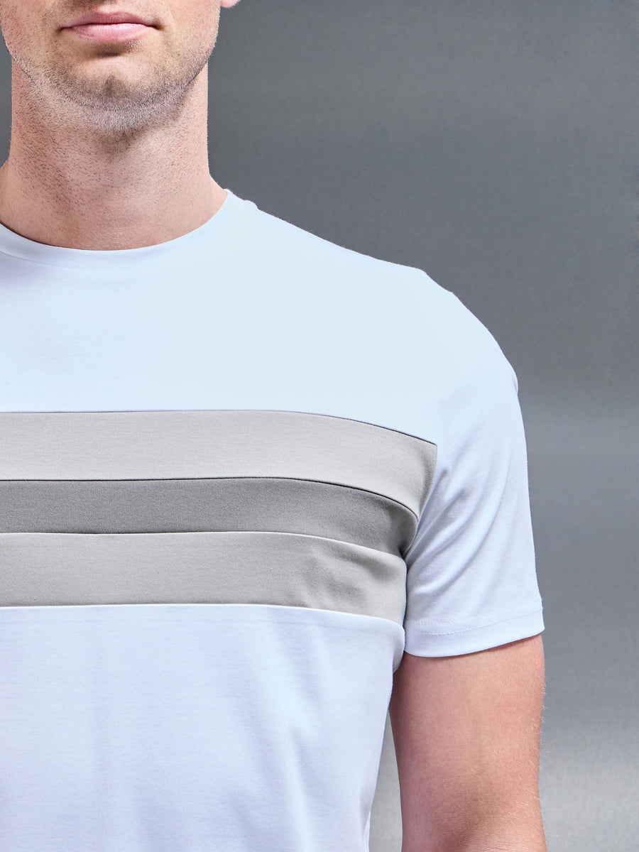 Coley Mercerised Colour Block T-Shirt in White | ARNE UK