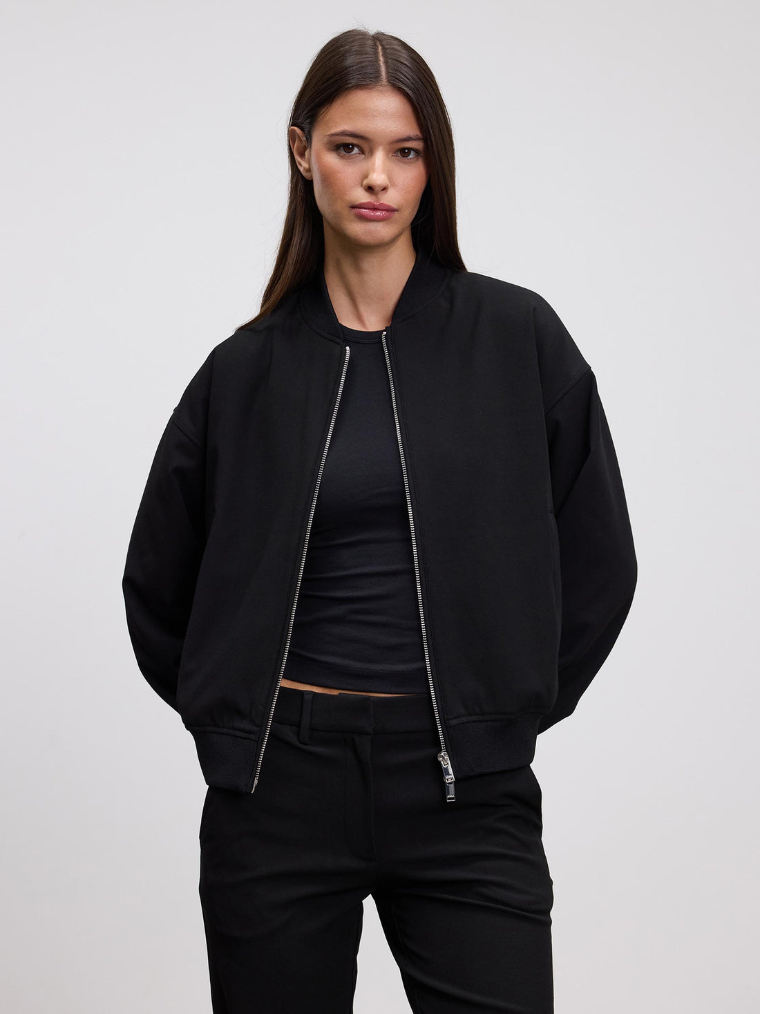 Womens Smart Bomber Jacket in Black | ARNE UK