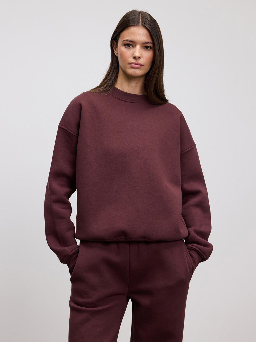 Womens Neoprene Sweatshirt in Burgundy | ARNE UK