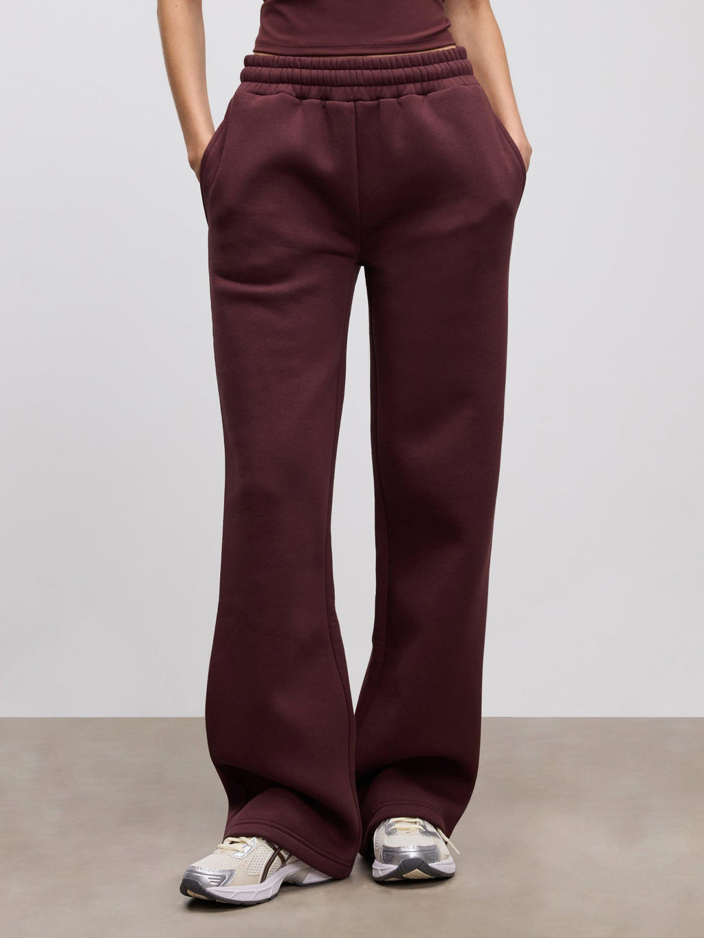 Womens Neoprene Straight Leg Jogger in Burgundy | ARNE UK
