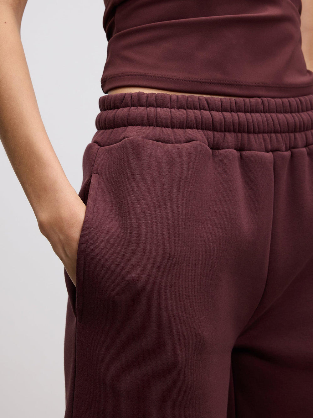 Womens Neoprene Straight Leg Jogger in Burgundy | ARNE UK