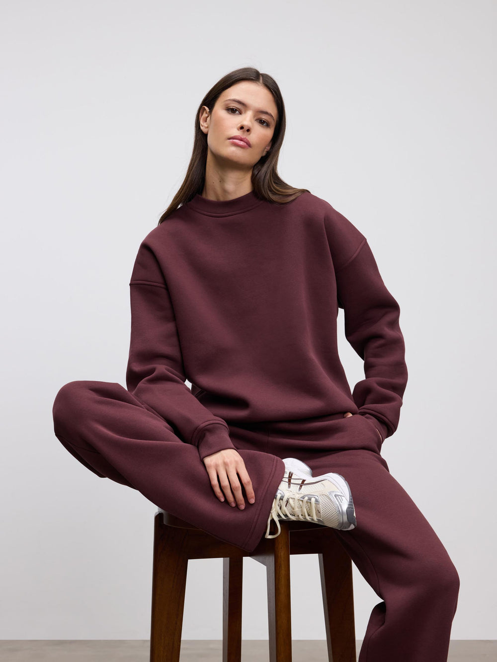 Womens Neoprene Sweatshirt in Burgundy | ARNE UK
