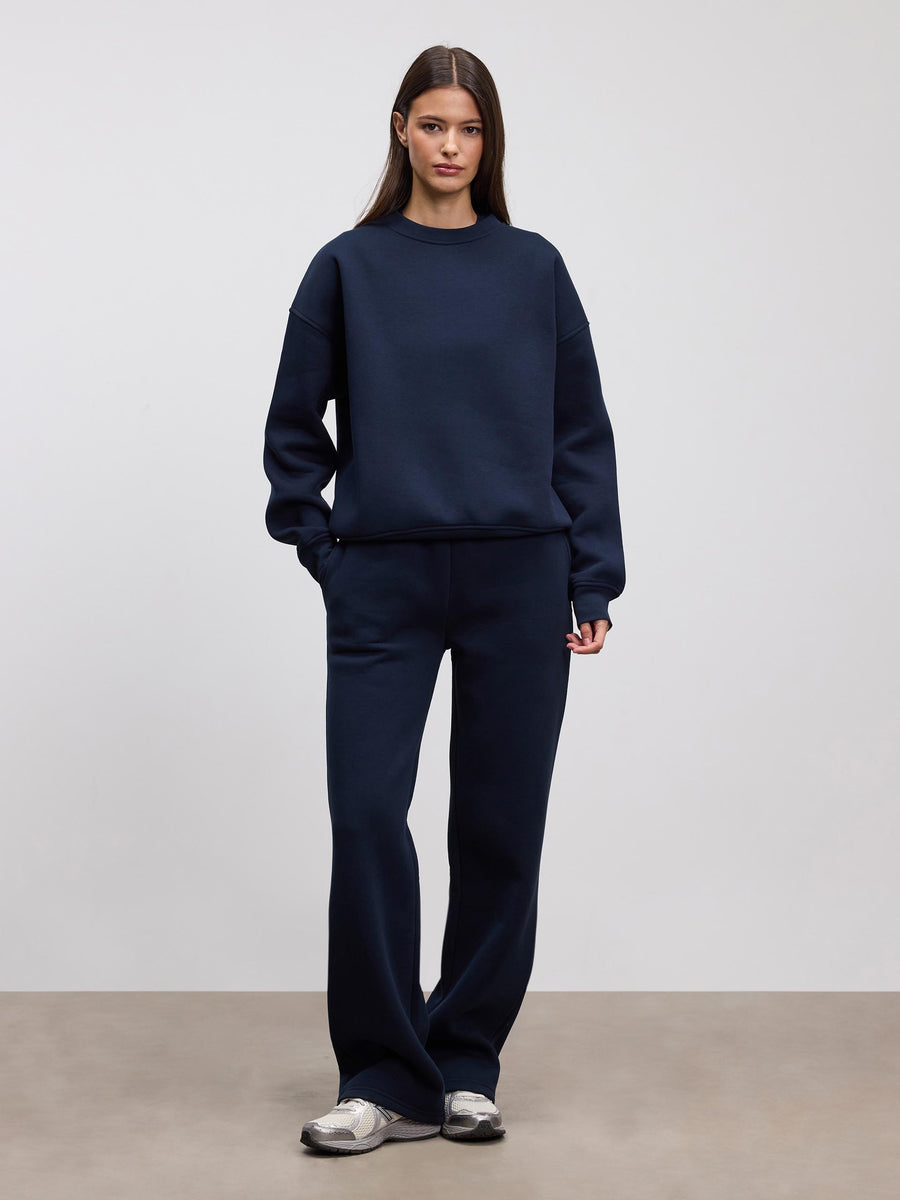 Womens Neoprene Straight Leg Jogger in Navy | ARNE UK
