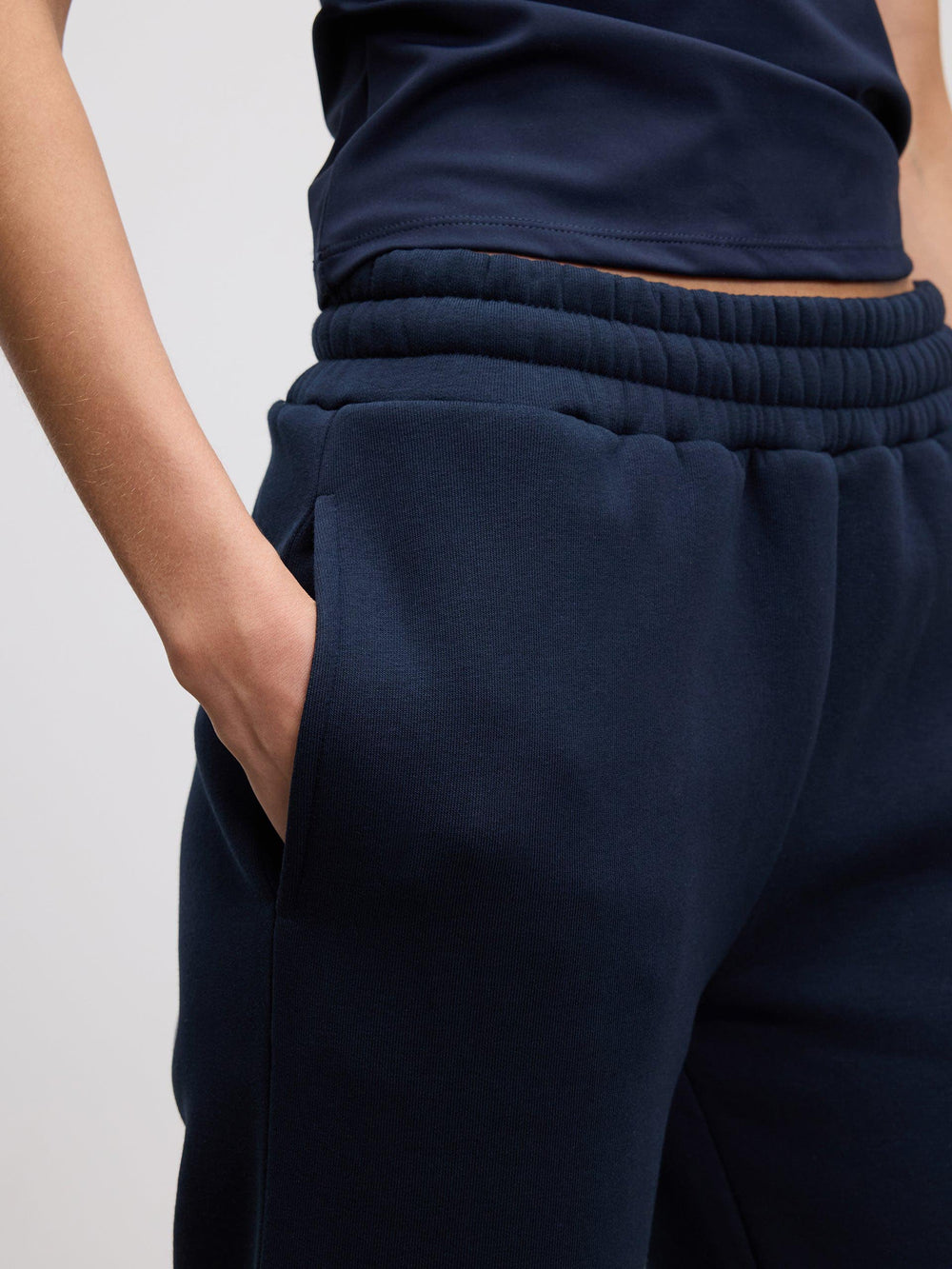 Womens Neoprene Straight Leg Jogger in Navy | ARNE UK