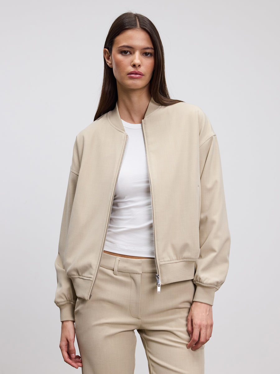 Womens Smart Bomber Jacket in Stone | ARNE UK