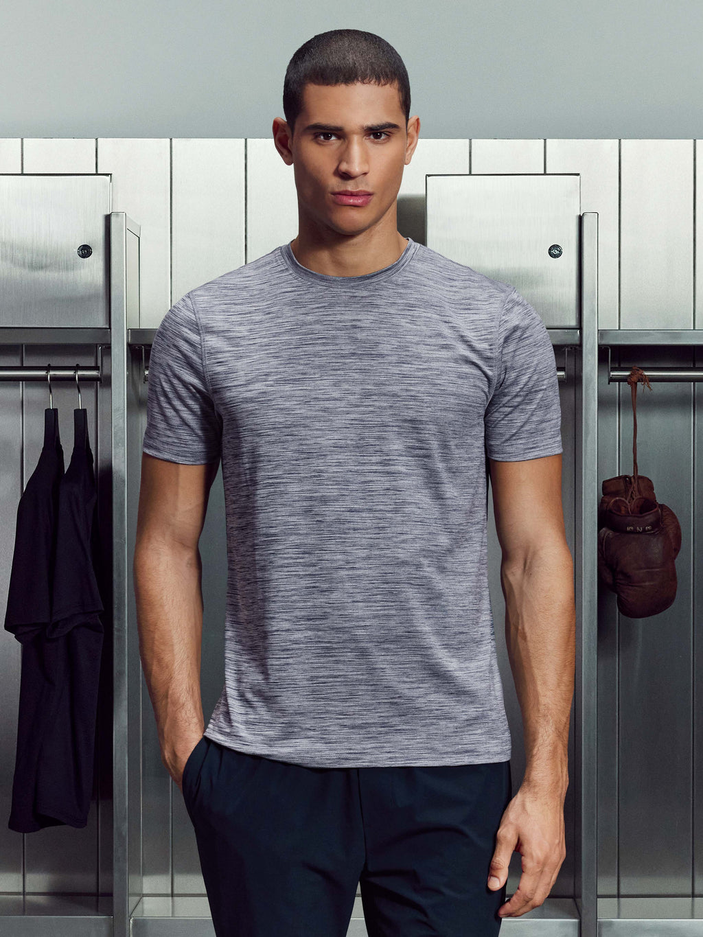 Space Dye Performance T-Shirt in Navy | ARNE UK