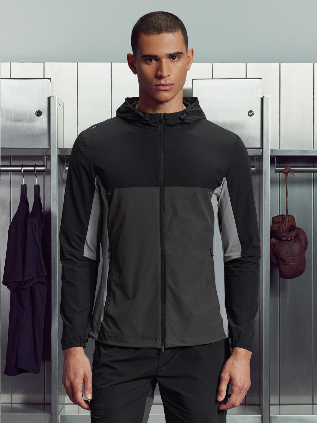 Active Colour Block Windbreaker in Black | ARNE UK