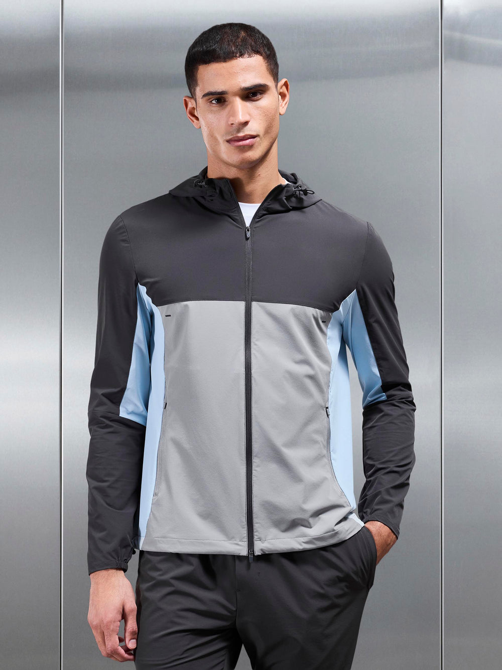 Active Colour Block Windbreaker in Mid Grey | ARNE UK