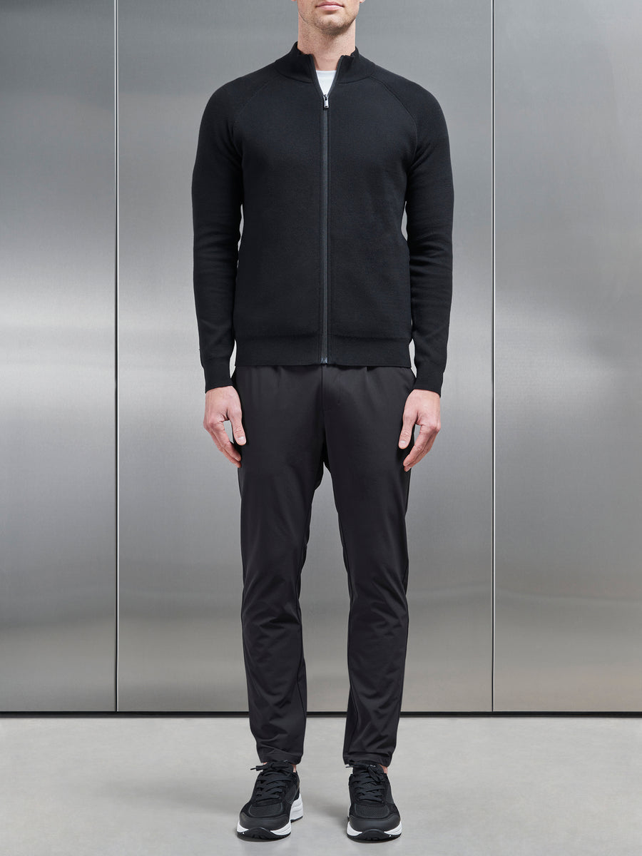 Active Knitted Zip Through Jacket in Black ARNE