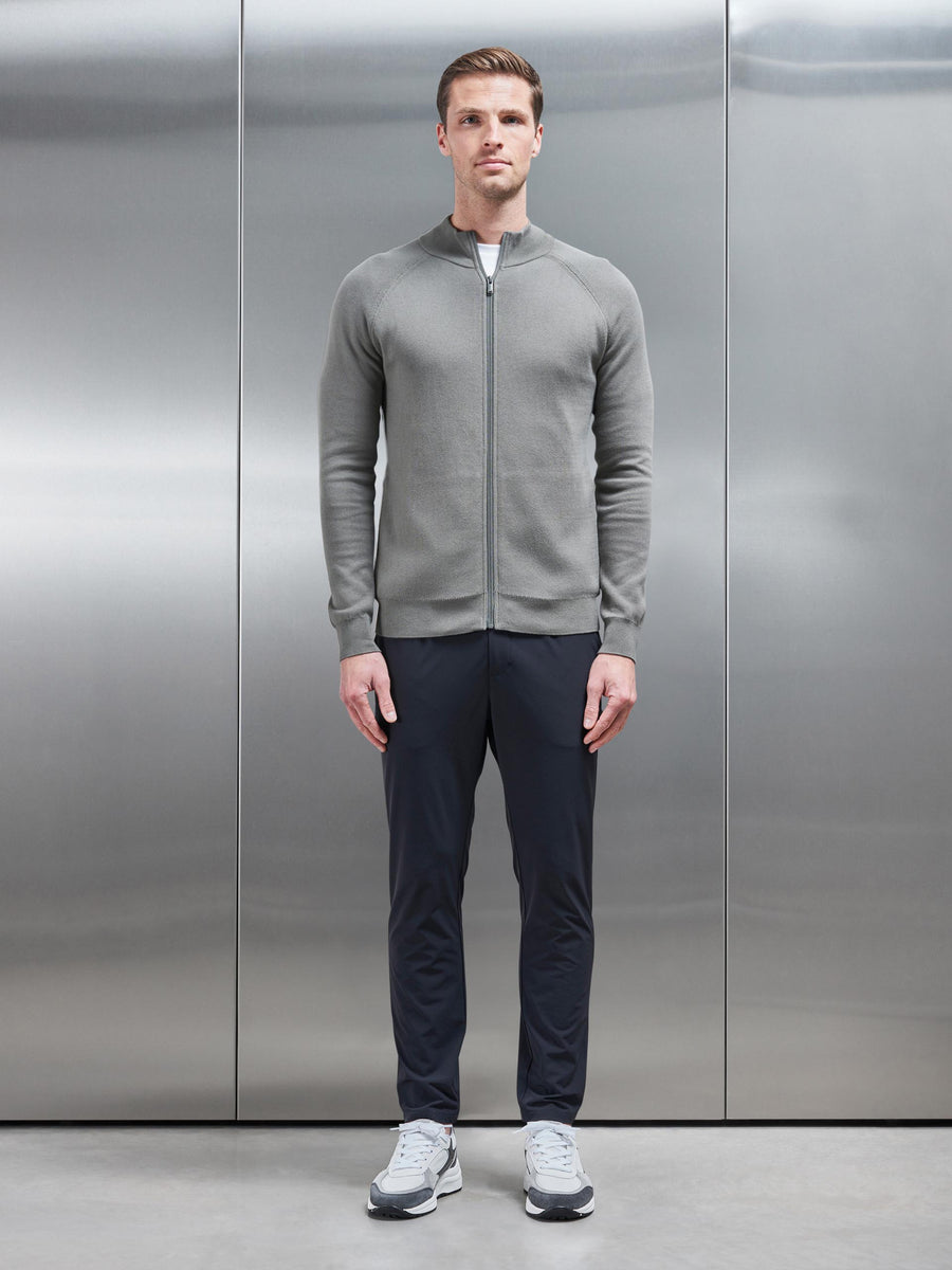 Active Knitted Zip Through Jacket in Sage | ARNE US