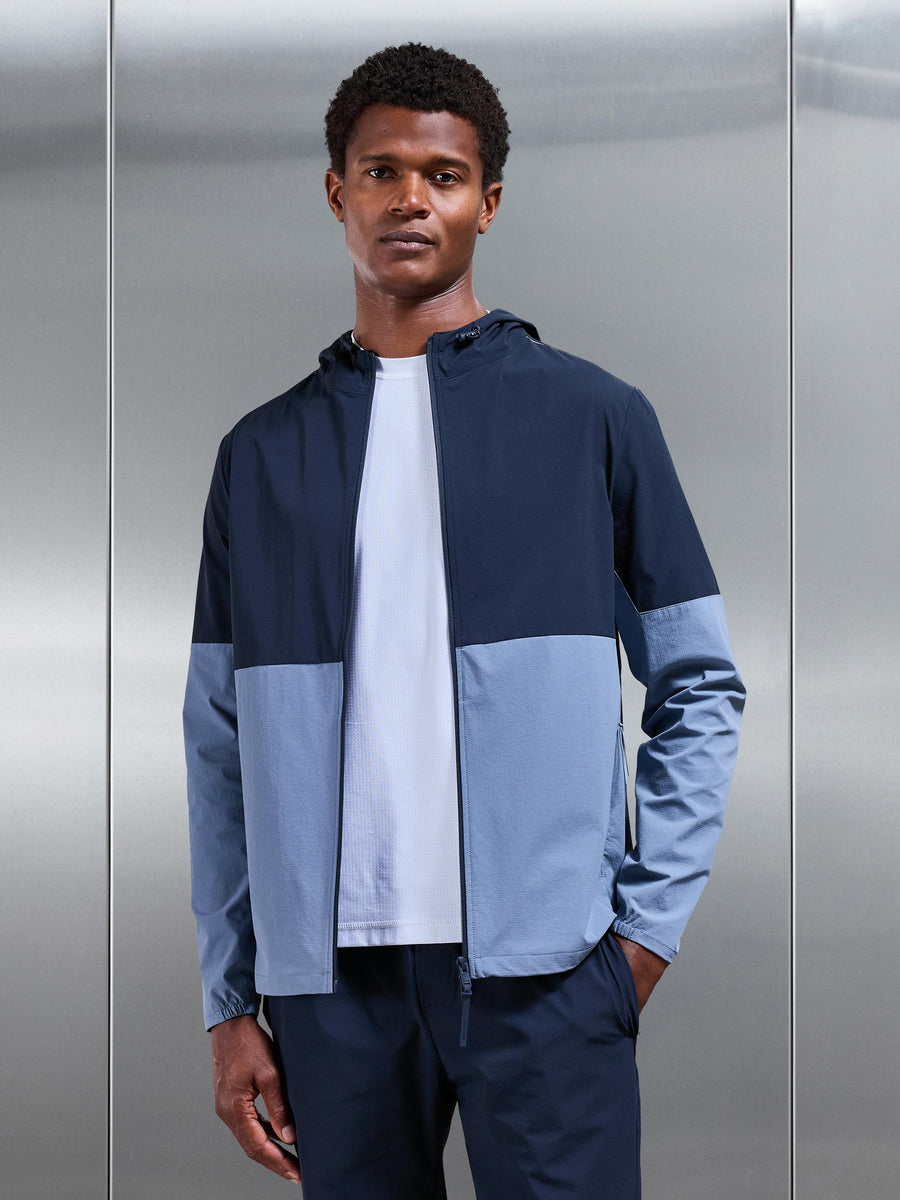 Active Technical Colour Block Windbreaker in Navy Light Blue | ARNE UK