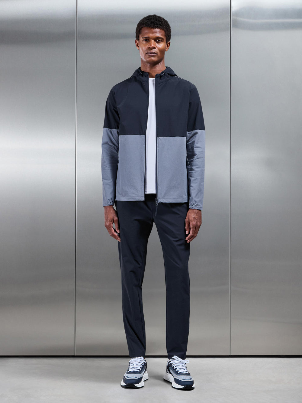 Active Technical Colour Block Windbreaker in Navy Light Blue | ARNE UK