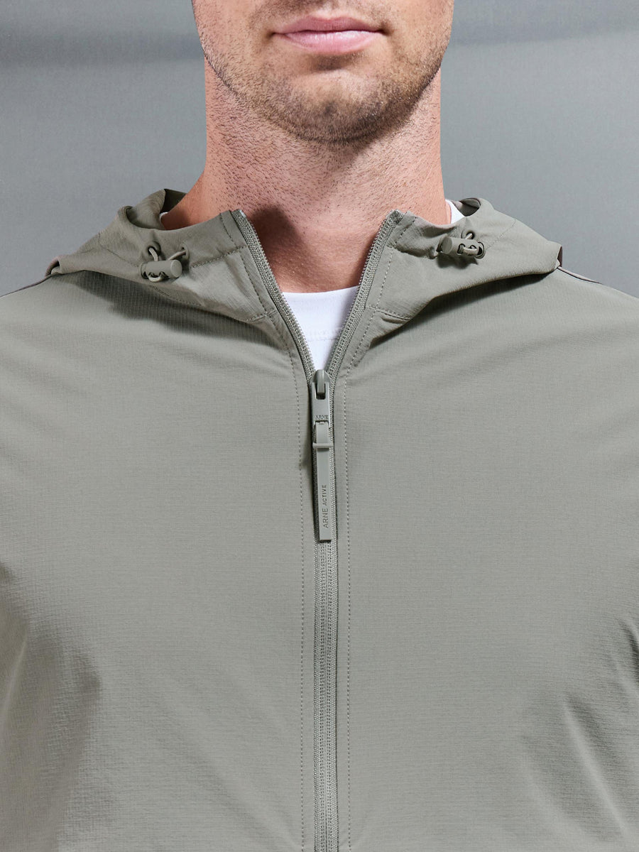 Active Technical Colour Block Windbreaker in Olive Grey | ARNE UK
