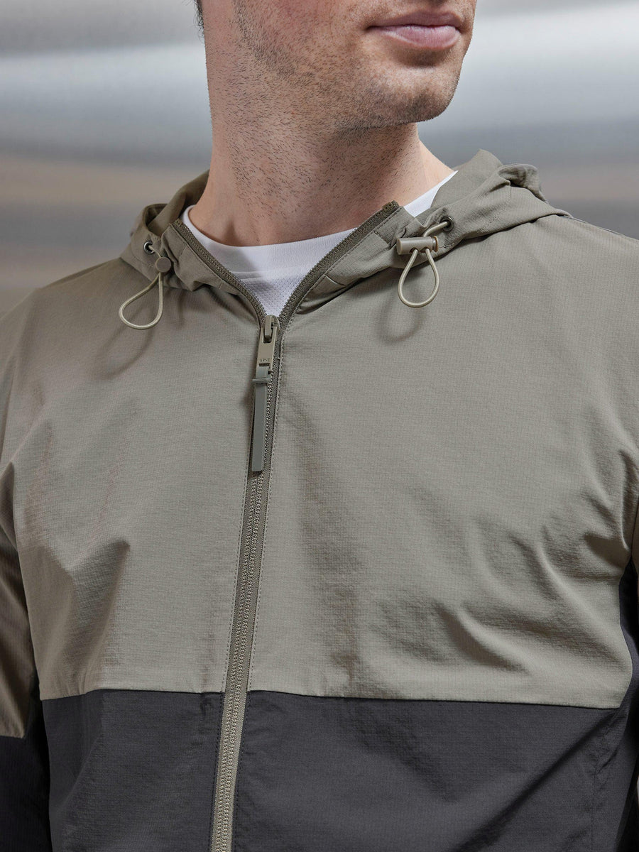 Active Technical Colour Block Windbreaker in Olive Grey | ARNE US