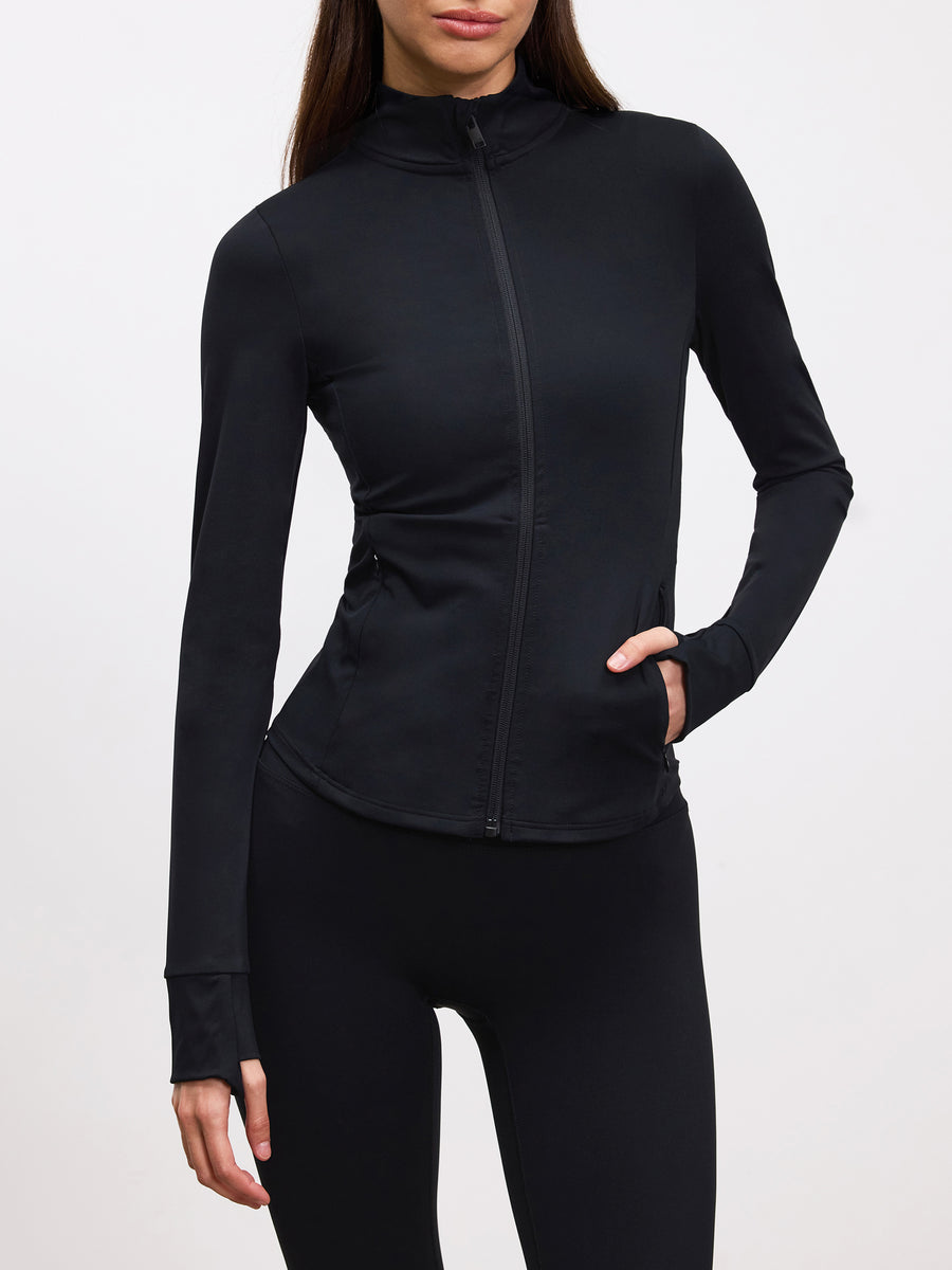 Womens Active Zip Through Jacket in Black | ARNE UK