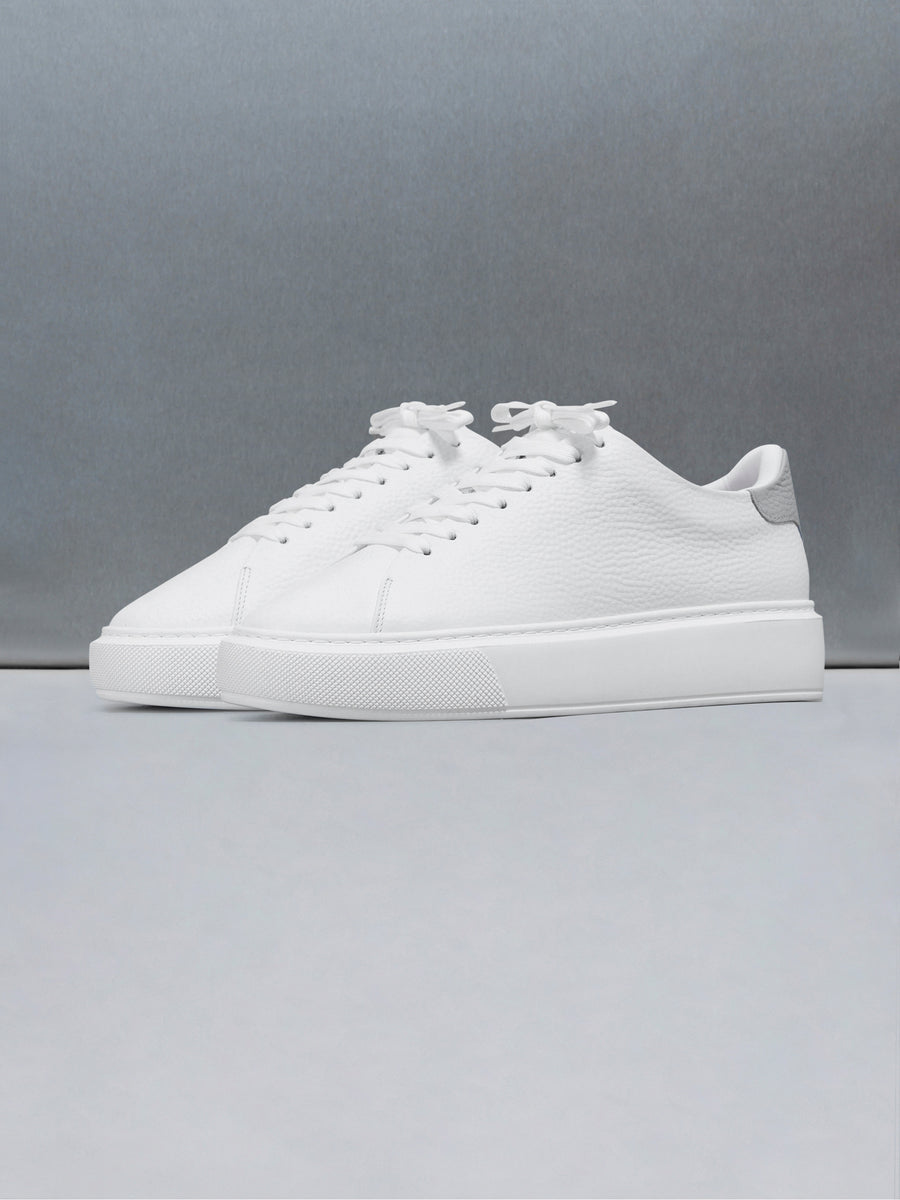 Basic Essential Leather Trainer in White Grey | ARNE UK