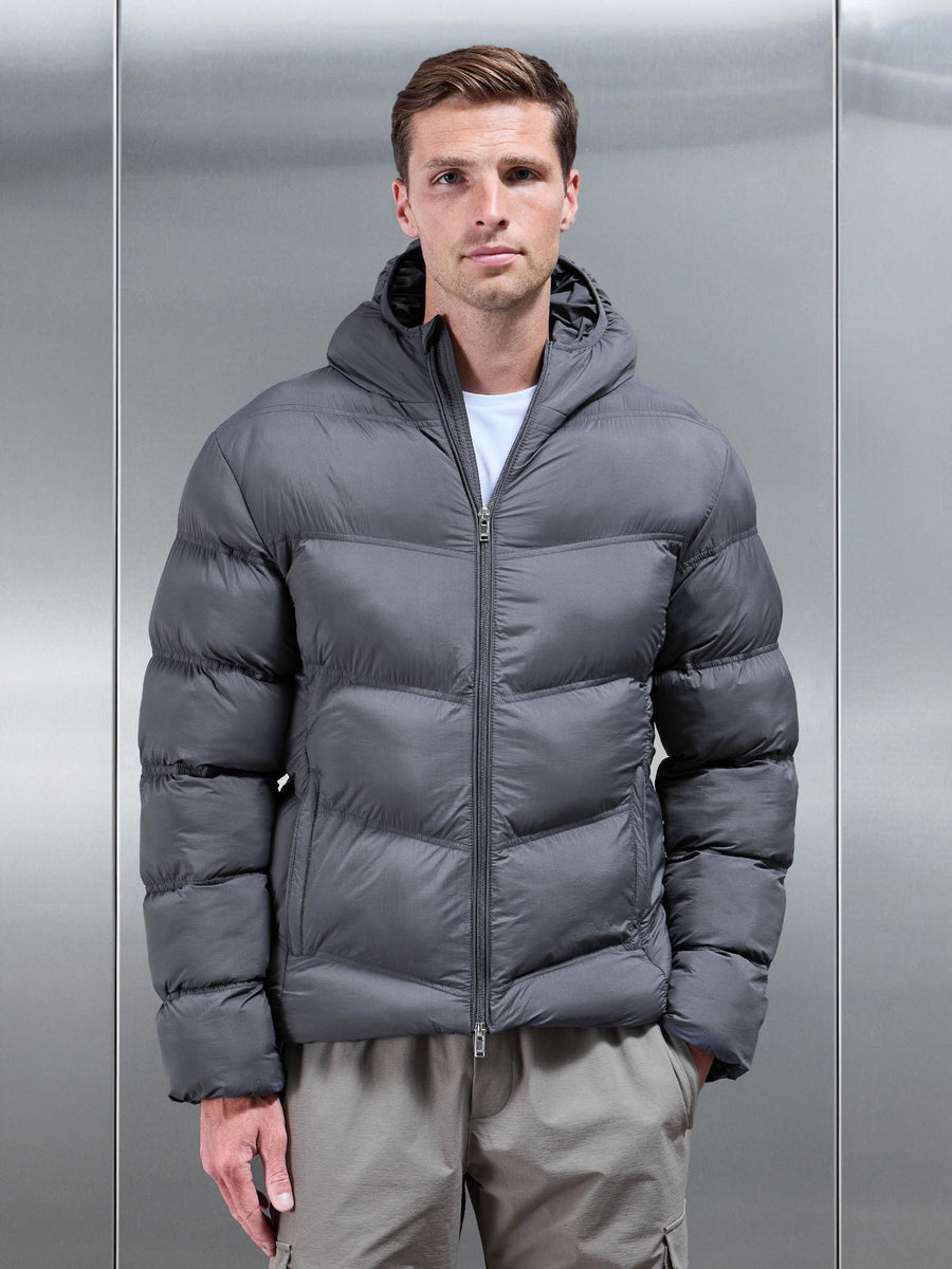Chevron Puffer Jacket in Grey | ARNE UK