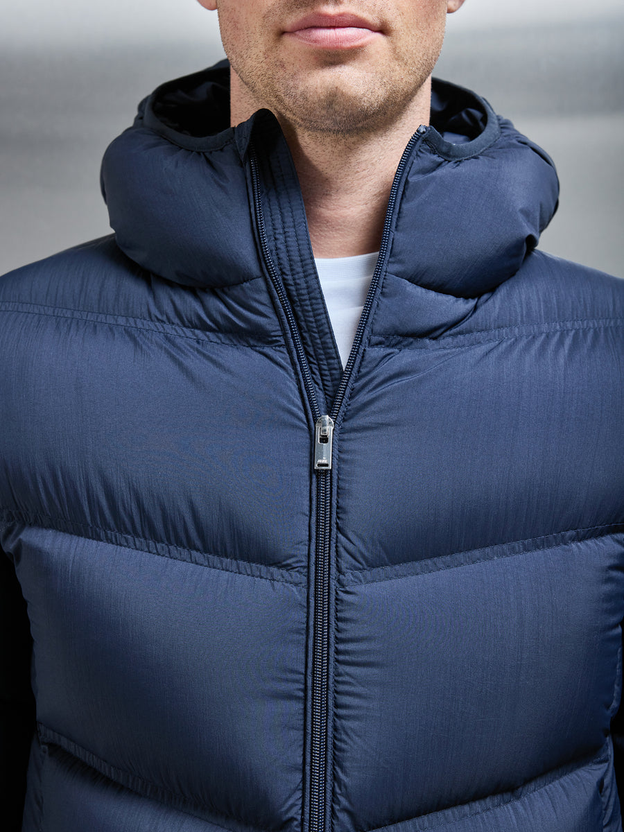 Chevron Puffer Jacket in Navy | ARNE UK