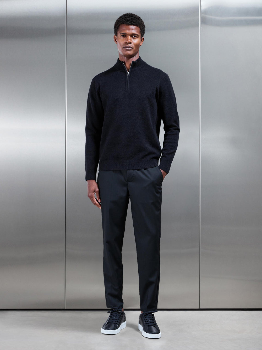 Chunky Wool Half Zip in Black | ARNE US