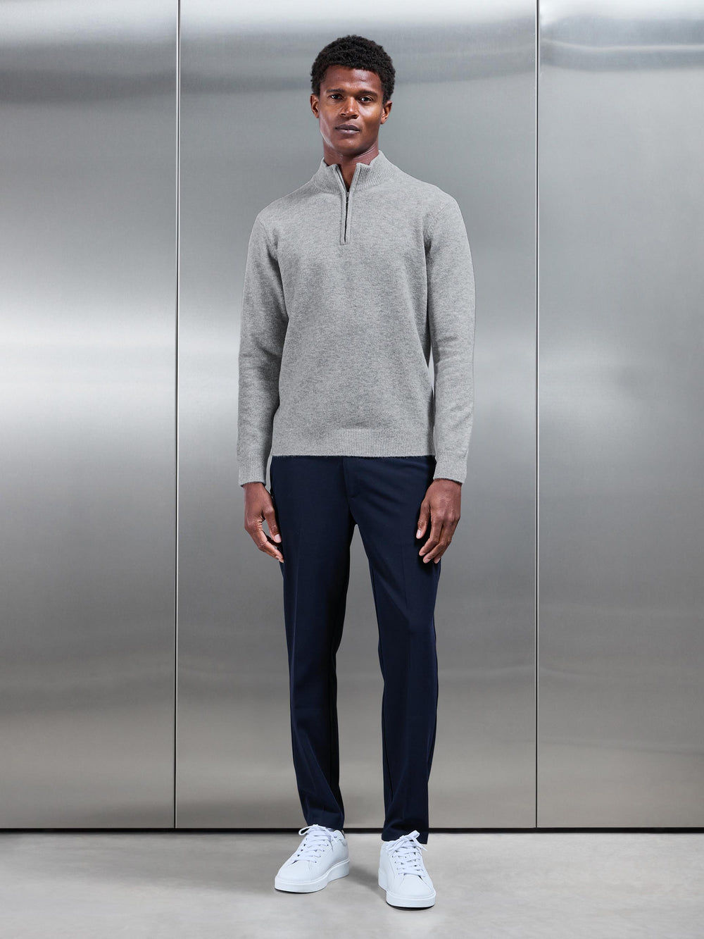 Chunky Wool Half Zip in Marl Grey | ARNE UK