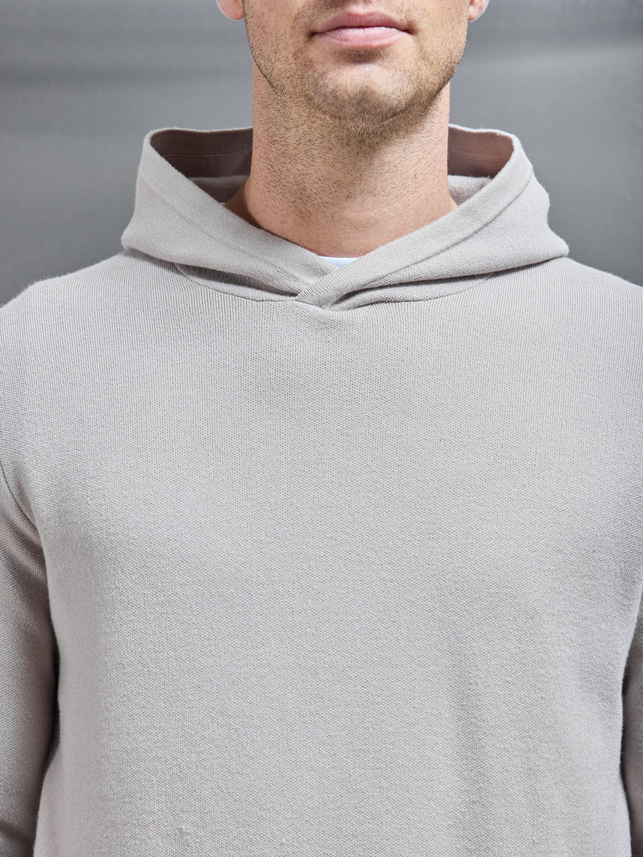 Chunky Knitted Pull Over Hoodie in Stone | ARNE UK