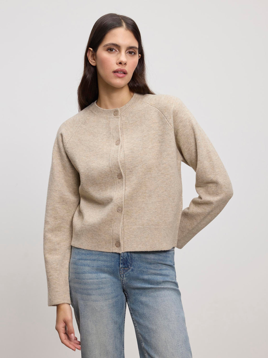 Womens Chunky Knitted Cardigan in Stone | ARNE UK