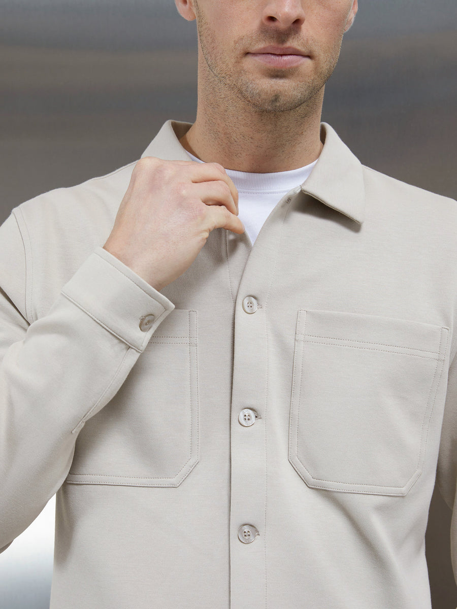 Cotton Jersey Overshirt in Stone | ARNE UK
