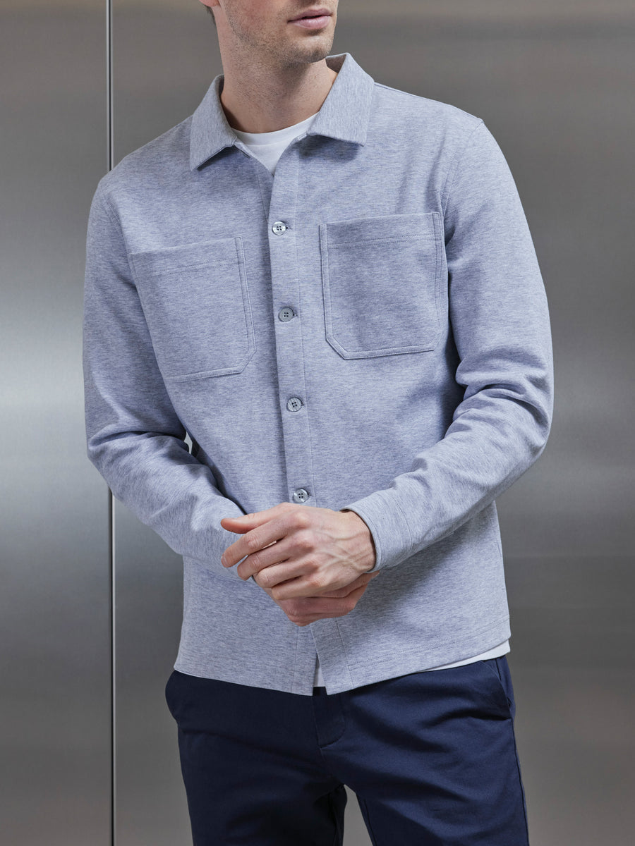 Cotton Jersey Overshirt in Marl Grey ARNE