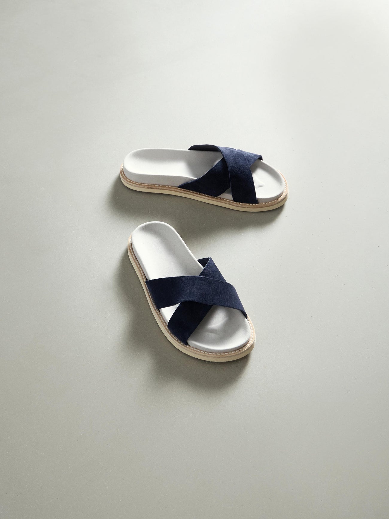 Suede Crossover Slides in Navy | ARNE UK