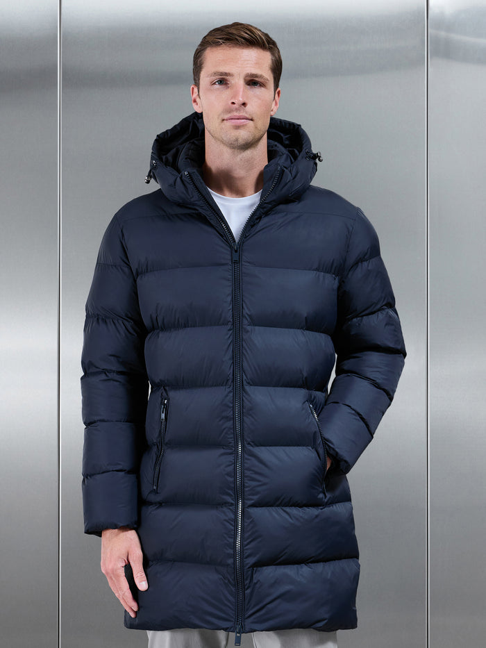 Essential Mid Length Puffer Jacket in Navy | ARNE UK