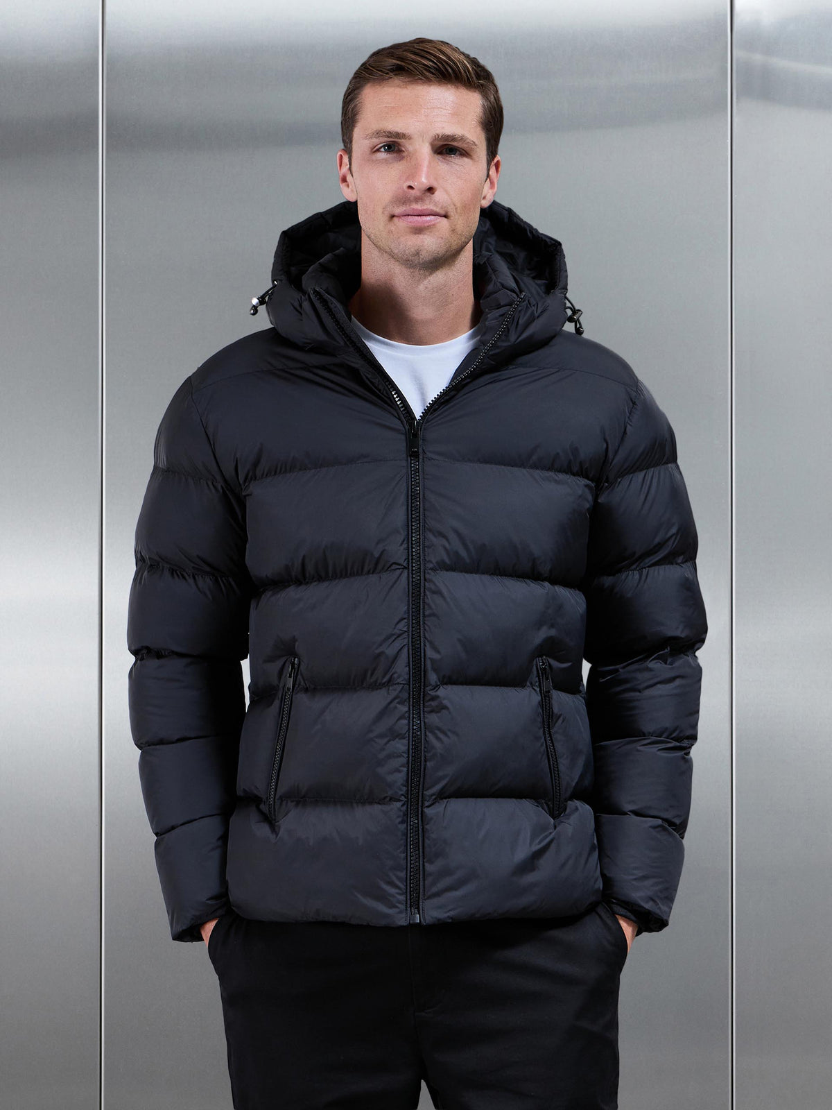 Essential Short Puffer Jacket in Black | ARNE UK