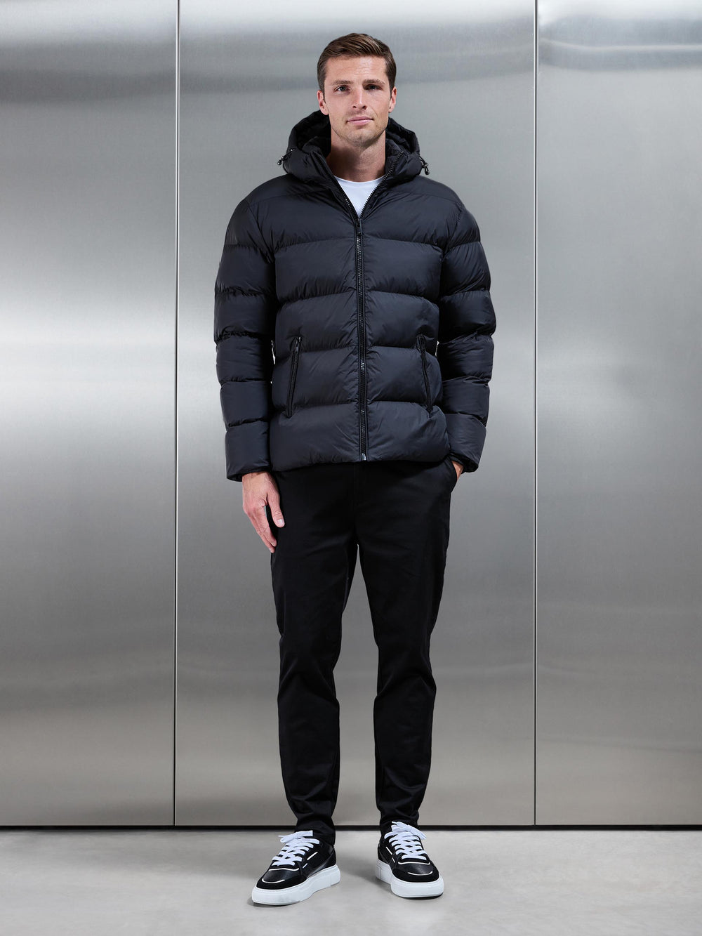 Essential Short Puffer Jacket in Black | ARNE UK
