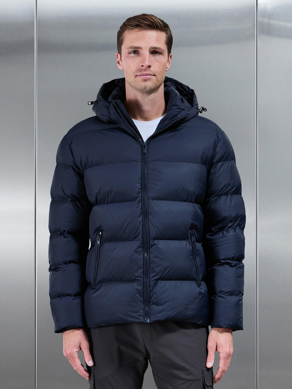 Essential Short Puffer Jacket in Navy | ARNE UK