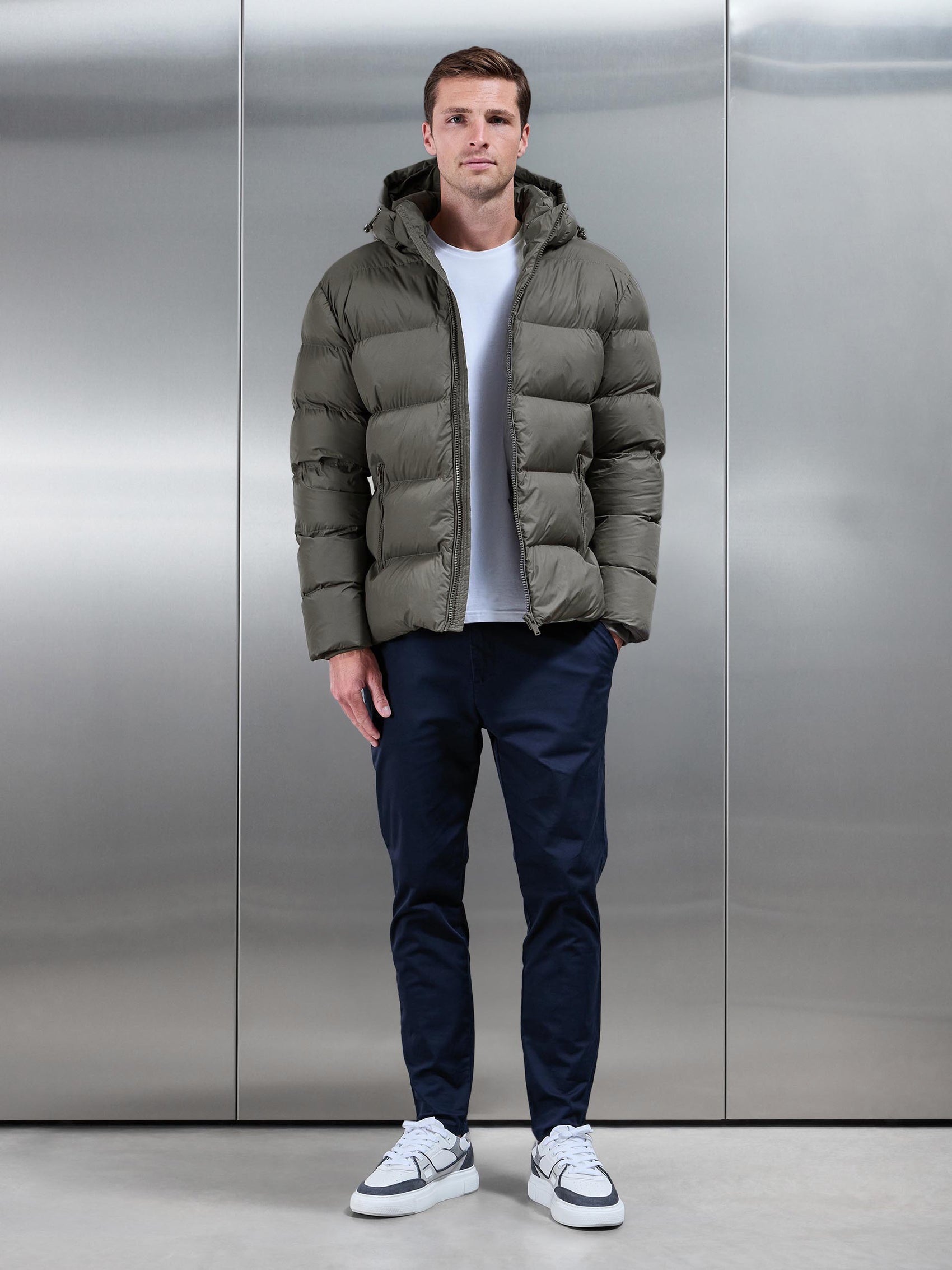 Essential Short Puffer Jacket in Olive | ARNE UK