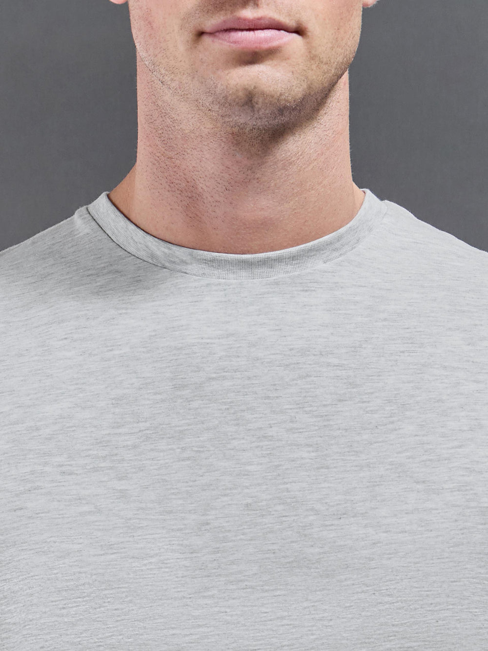 Essential Slim Fit Cotton Stretch T-Shirt in Marl Grey | ARNE UK
