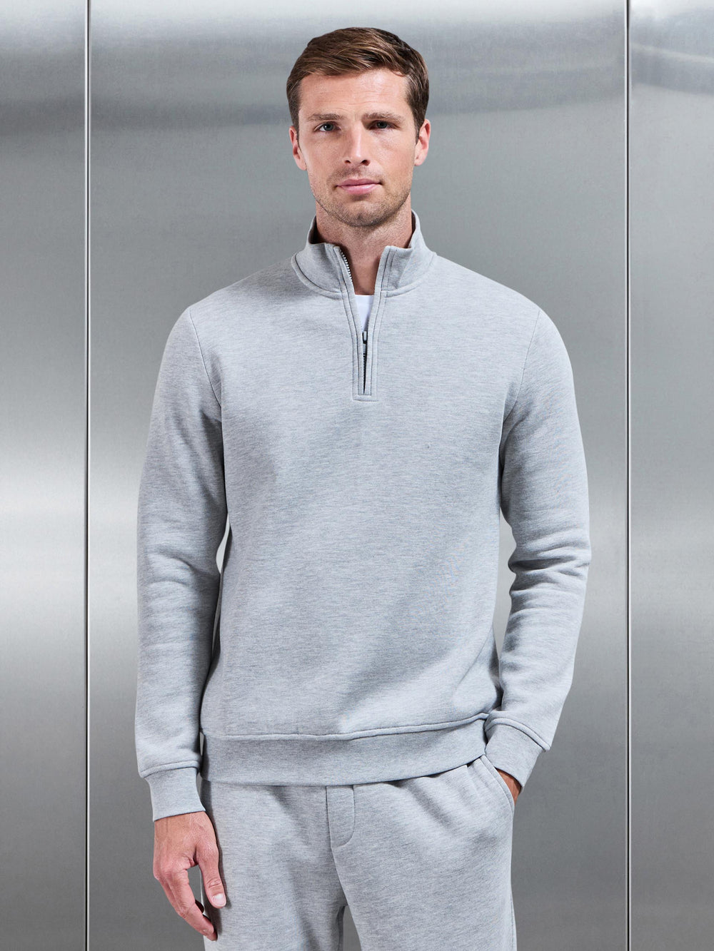 Essential Slim Half Zip in Marl Grey | ARNE UK