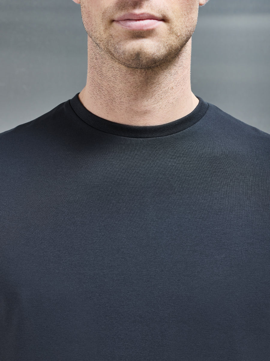 Essential Slim Fit Cotton Stretch T-Shirt in Black ARNE