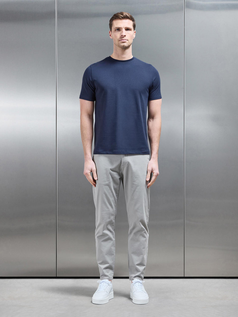 Essential Slim Fit Cotton Stretch T-Shirt in Navy | ARNE UK