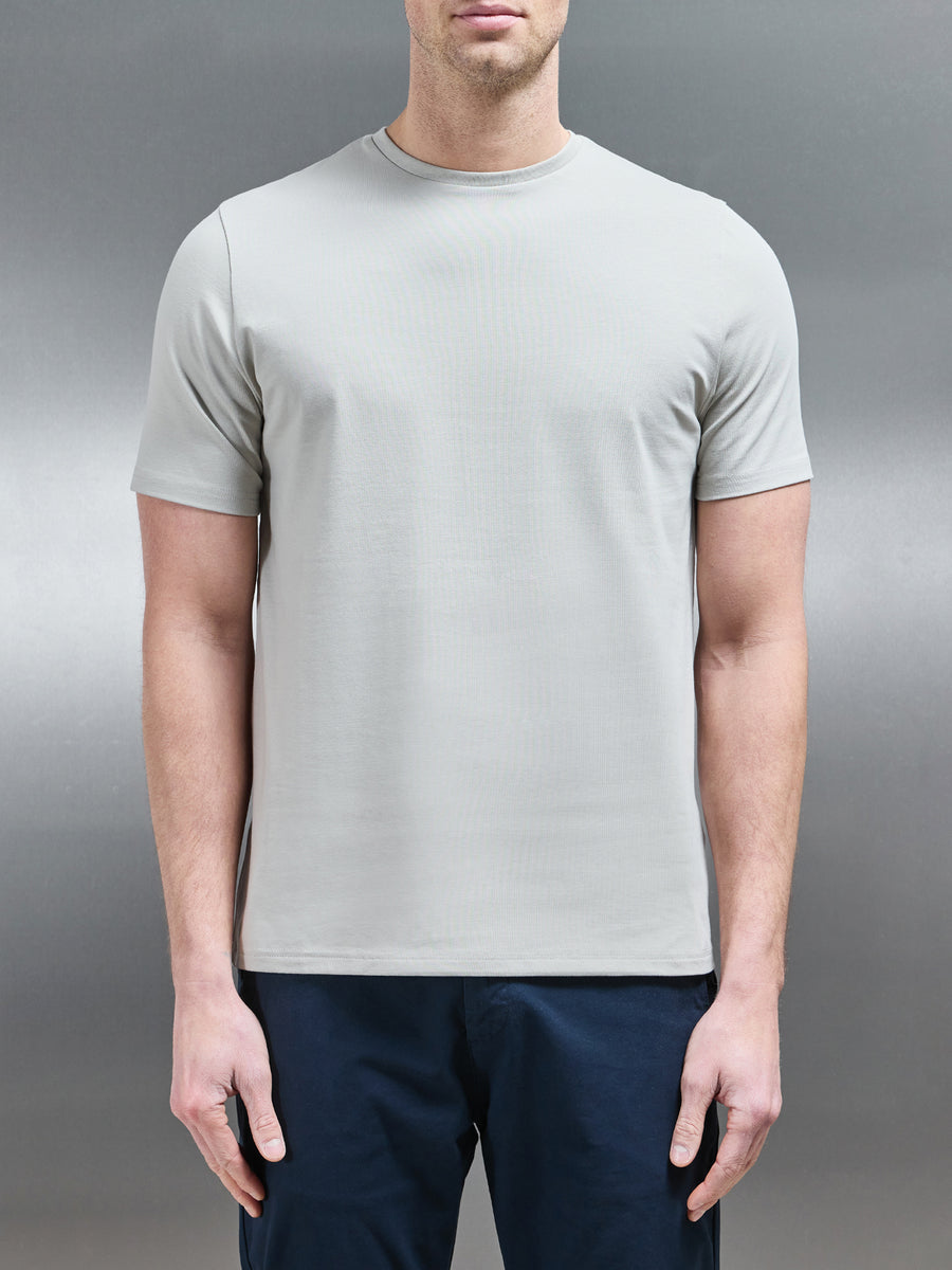 Essential Slim Fit Cotton Stretch T-Shirt in Stone | ARNE UK