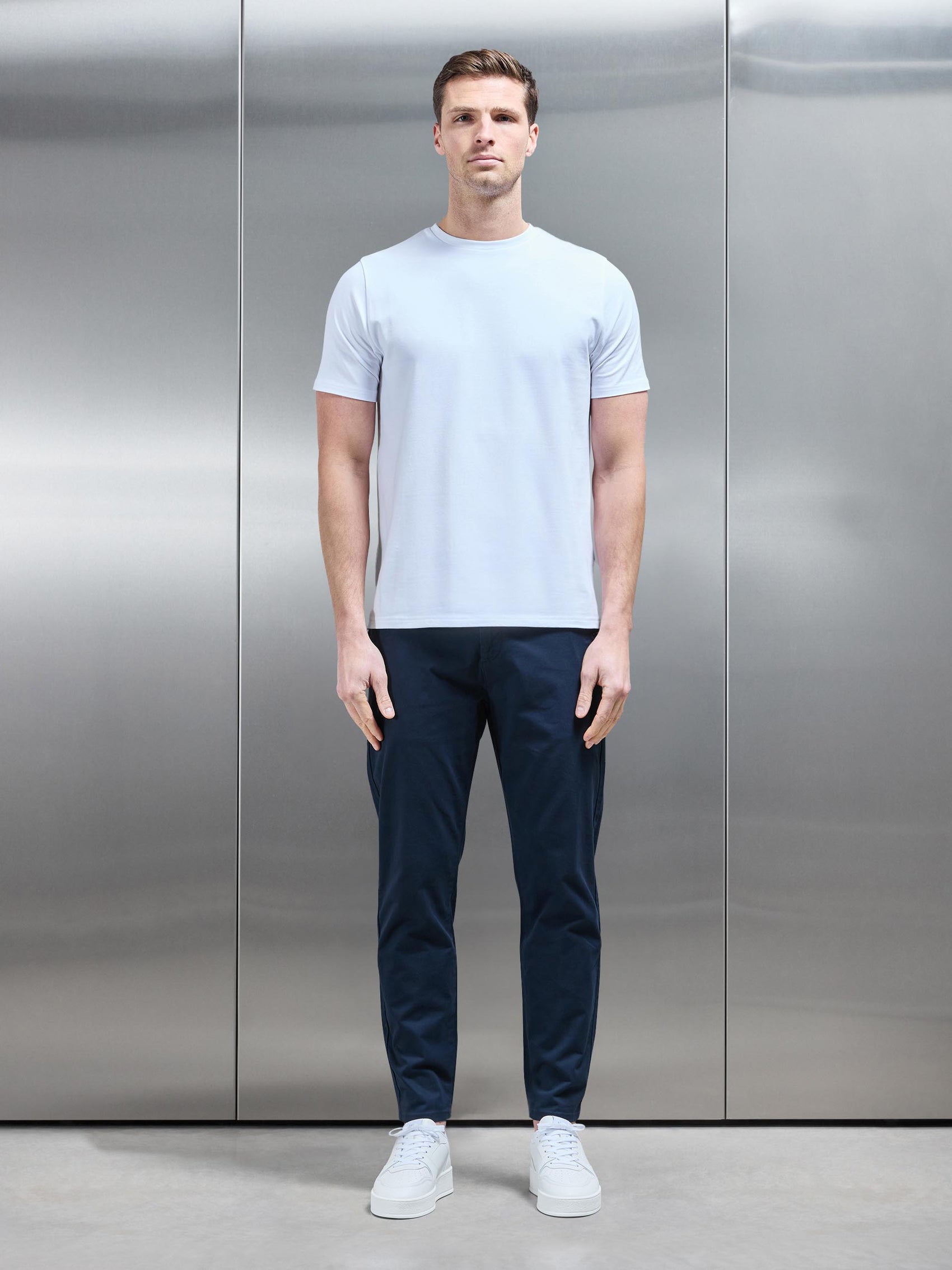 Essential Slim Fit Cotton Stretch T-Shirt in White | ARNE UK