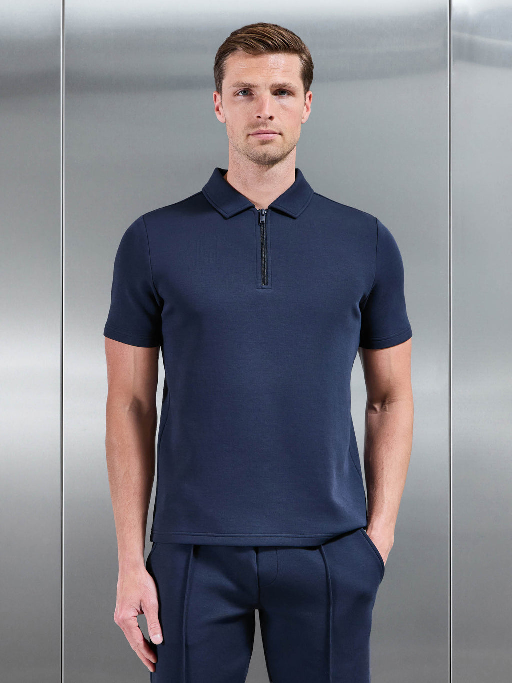 Everyday Luxe Polo Shirt in Navy | ARNE UK