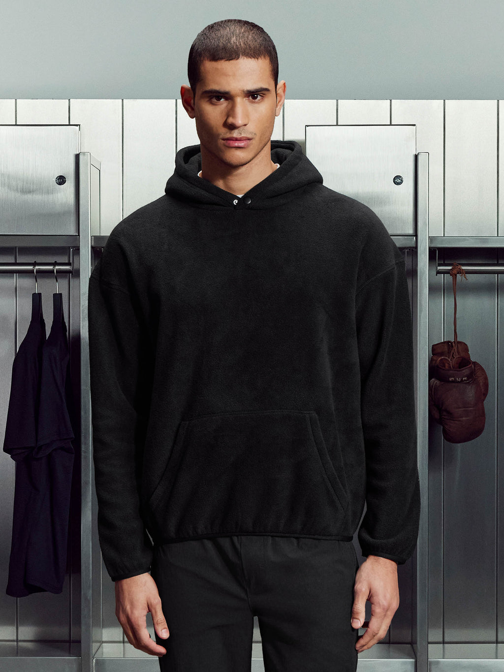 Fleece Relaxed Fit Hoodie in Black | ARNE UK