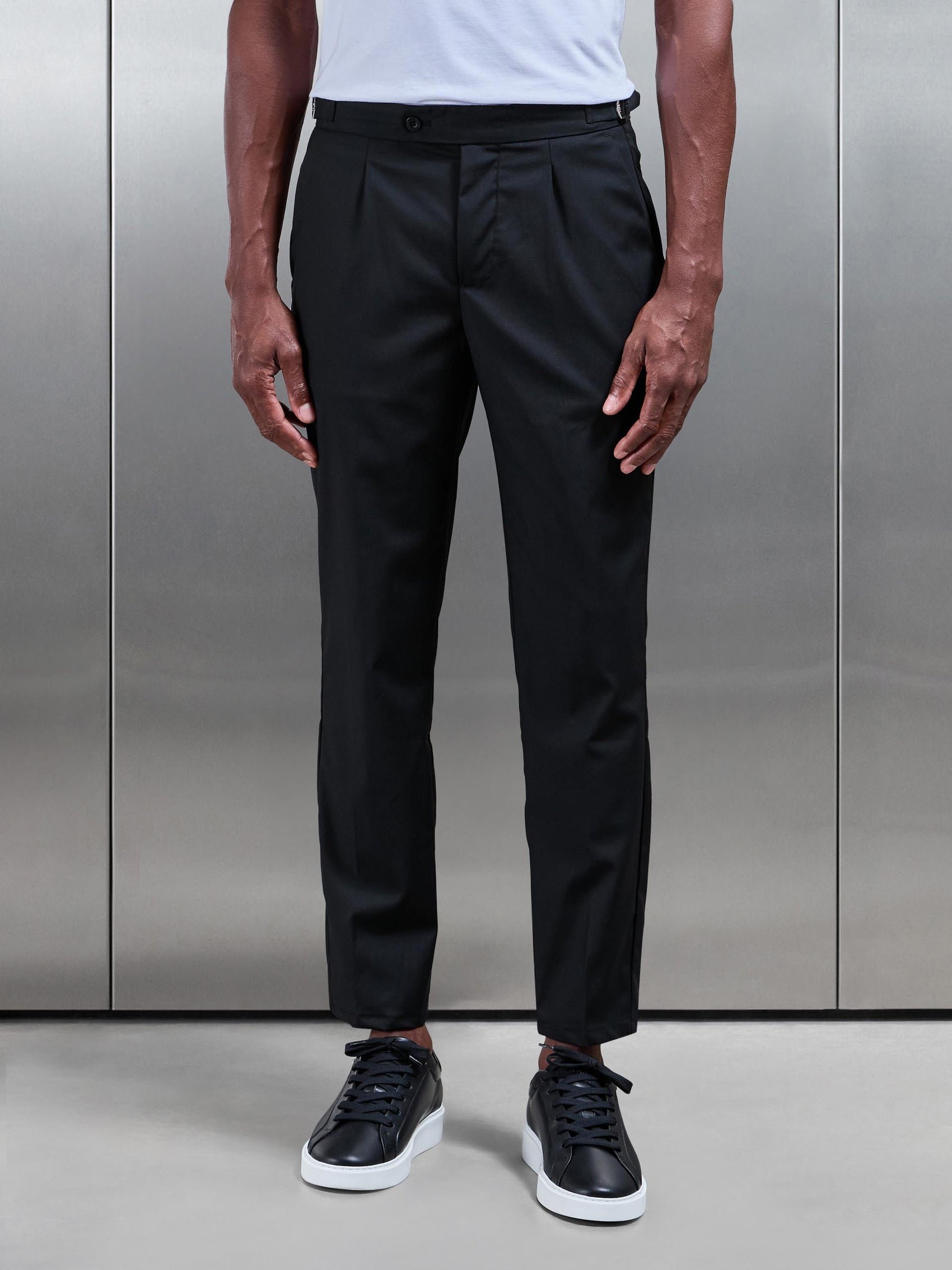 Formal Stretch Side Adjuster Trouser in Black | ARNE UK