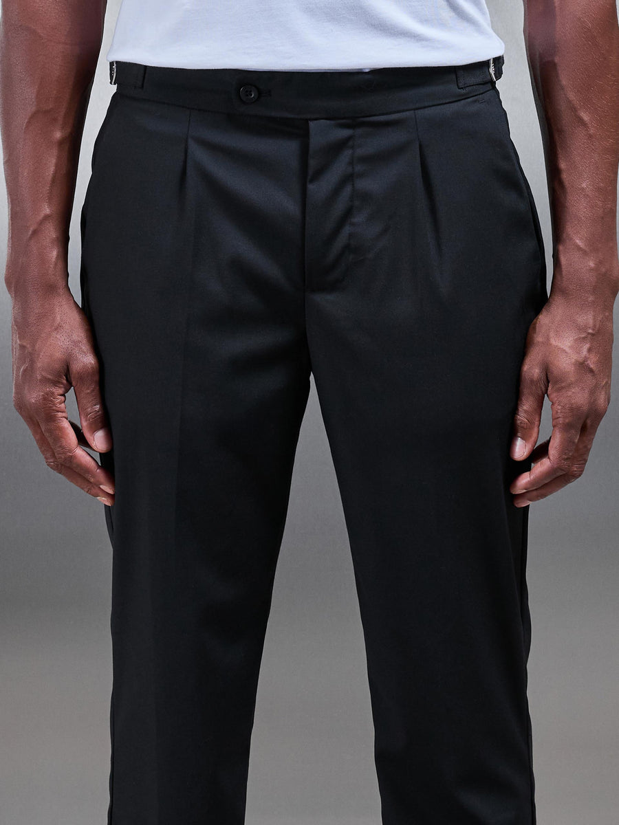 Formal Stretch Side Adjuster Trouser in Black | ARNE UK