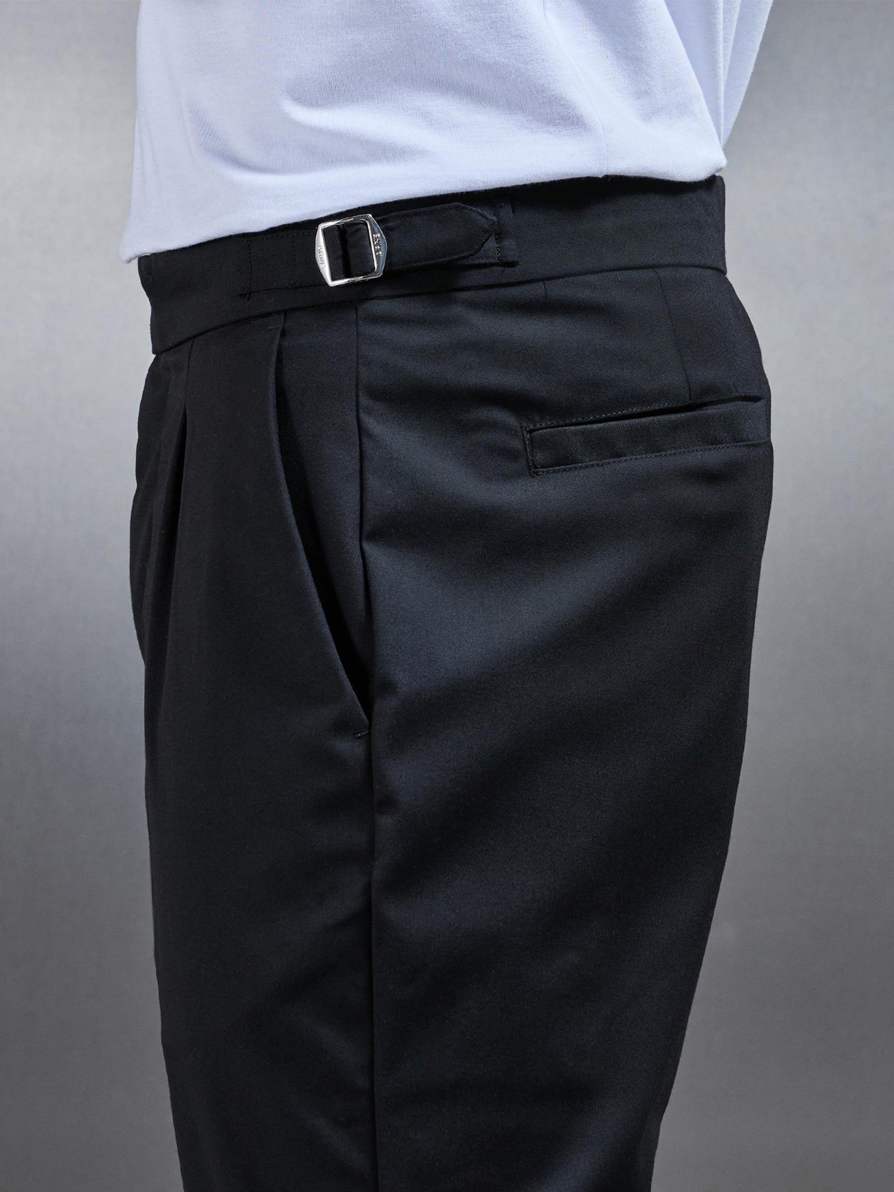 Formal Stretch Side Adjuster Trouser in Black | ARNE UK