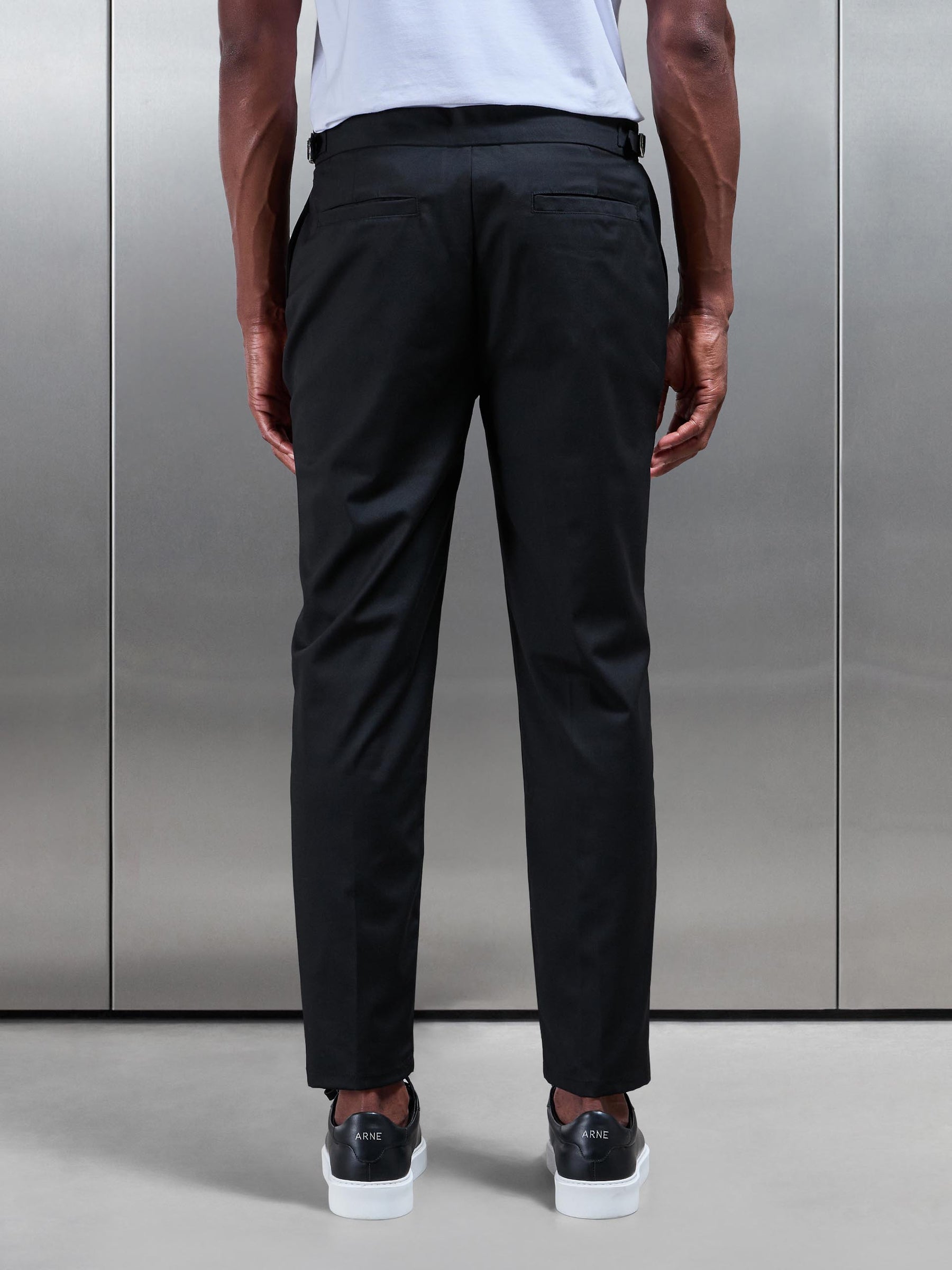 Formal Stretch Side Adjuster Trouser in Black | ARNE UK