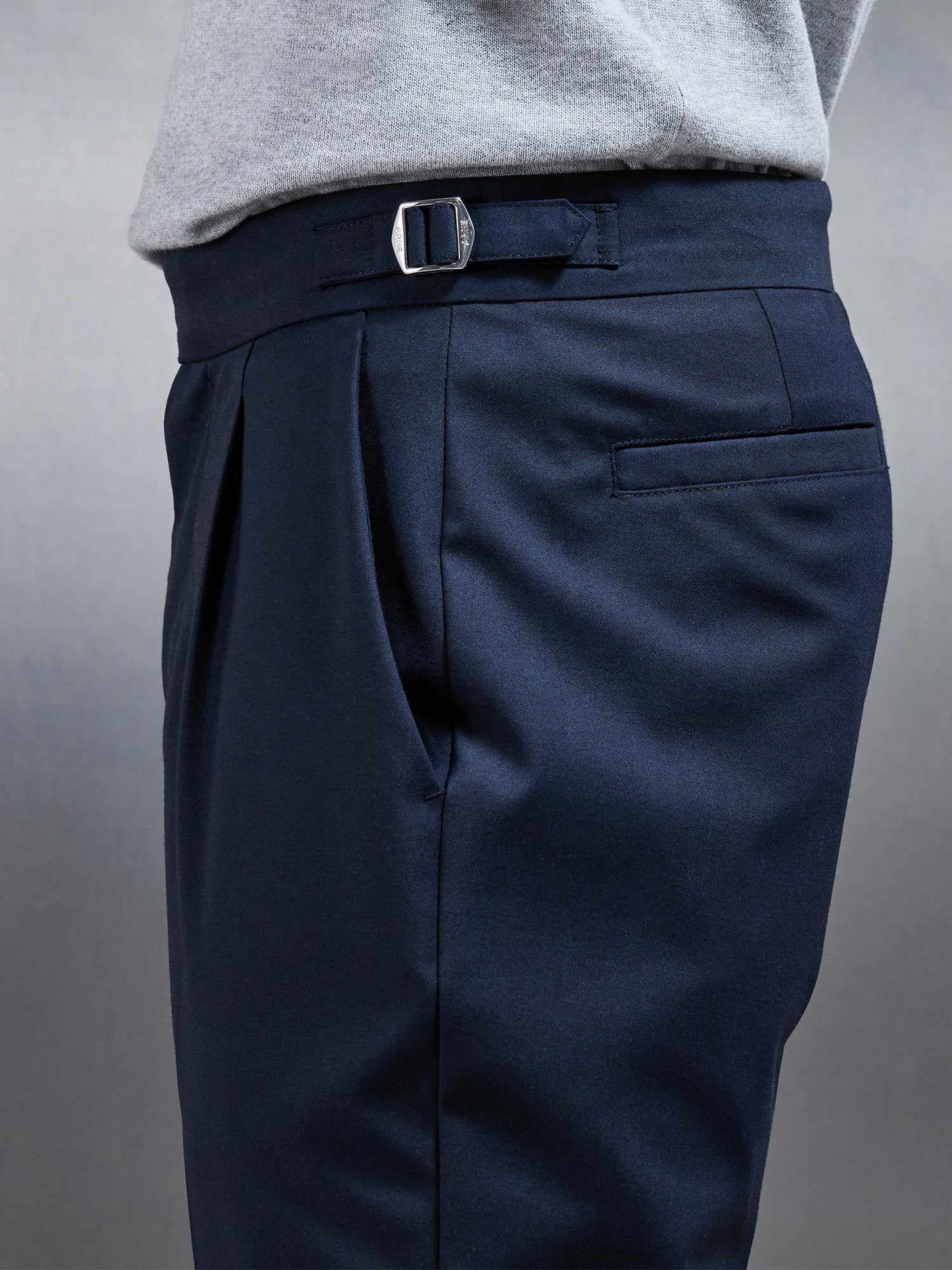 Formal Stretch Side Adjuster Trouser in Navy | ARNE UK