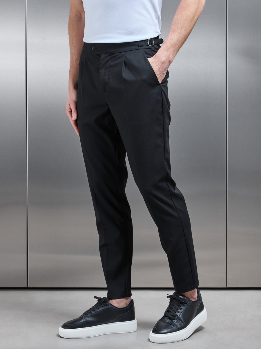 Formal Stretch Side Adjuster Trouser in Black | ARNE UK
