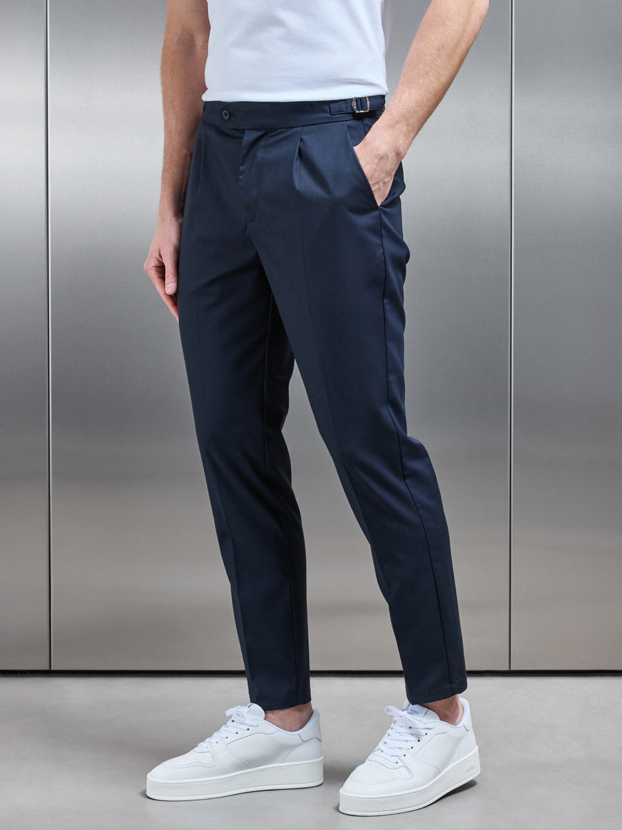 Formal Stretch Side Adjuster Trouser in Navy | ARNE UK