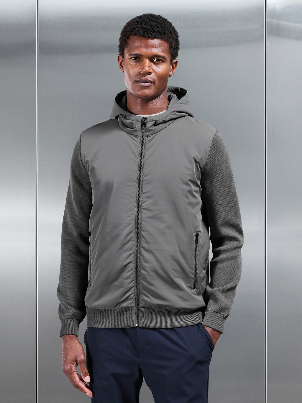 Hybrid Knitted Windbreaker in Grey | ARNE UK